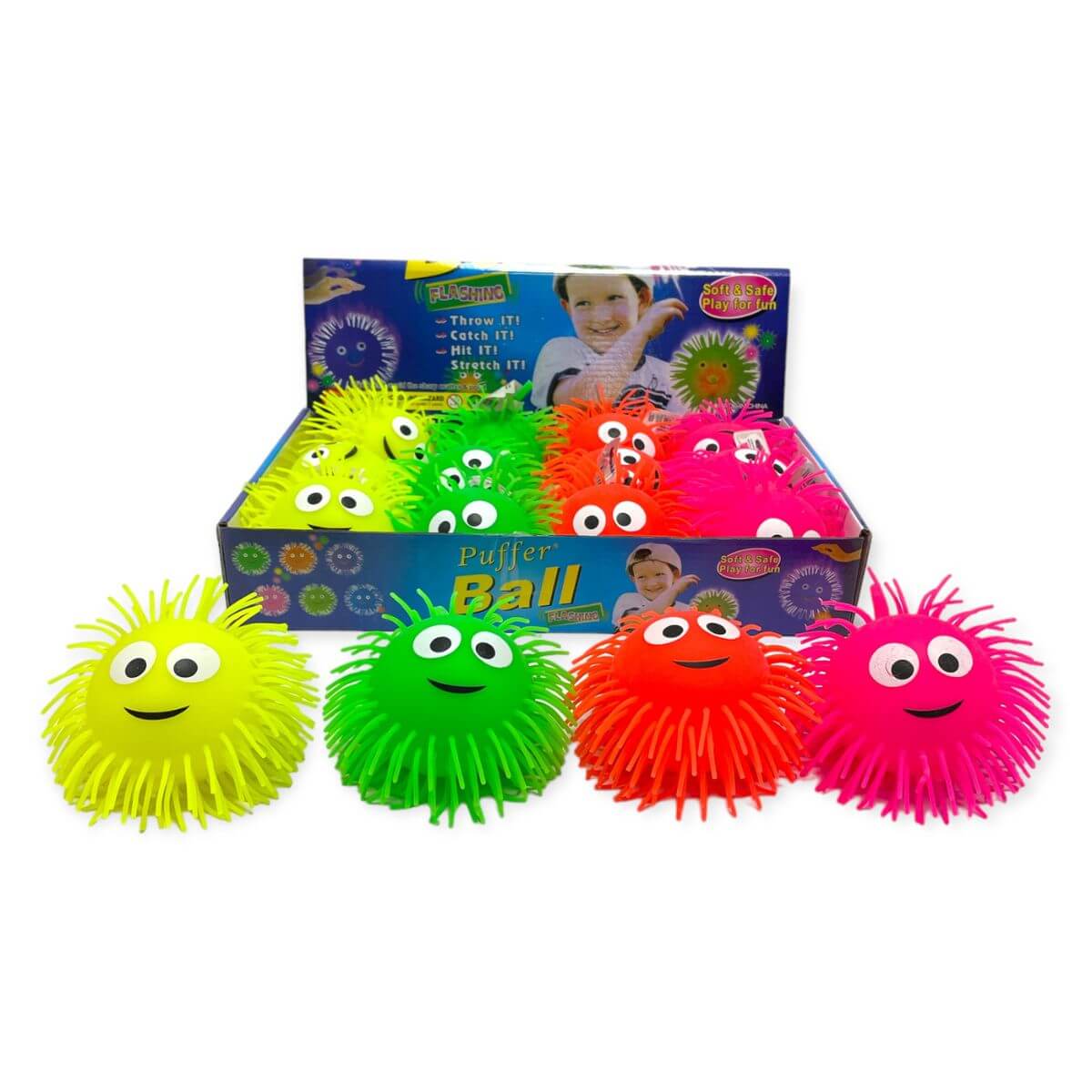 PUFFA BALL 5" SMILEY FACE LIGHT UP CDU X 12 (CTN QTY 144) - Huggables ...